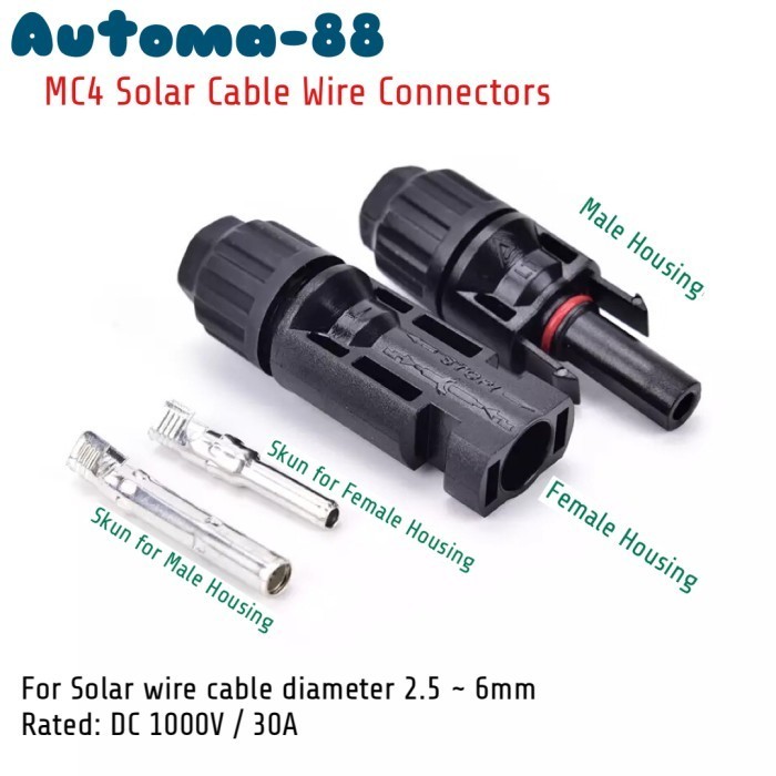 Mc4 PV Solar panel Photovoltaic wire socket cable connector 2.5mm-6mm ...