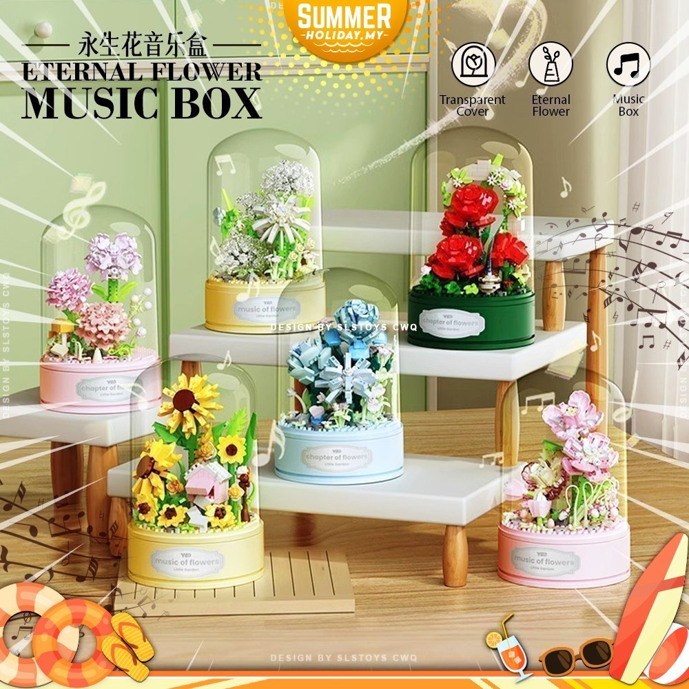 YKO Block Eternal Flower Music Box Transparent Cover Bouquet Flowers ...