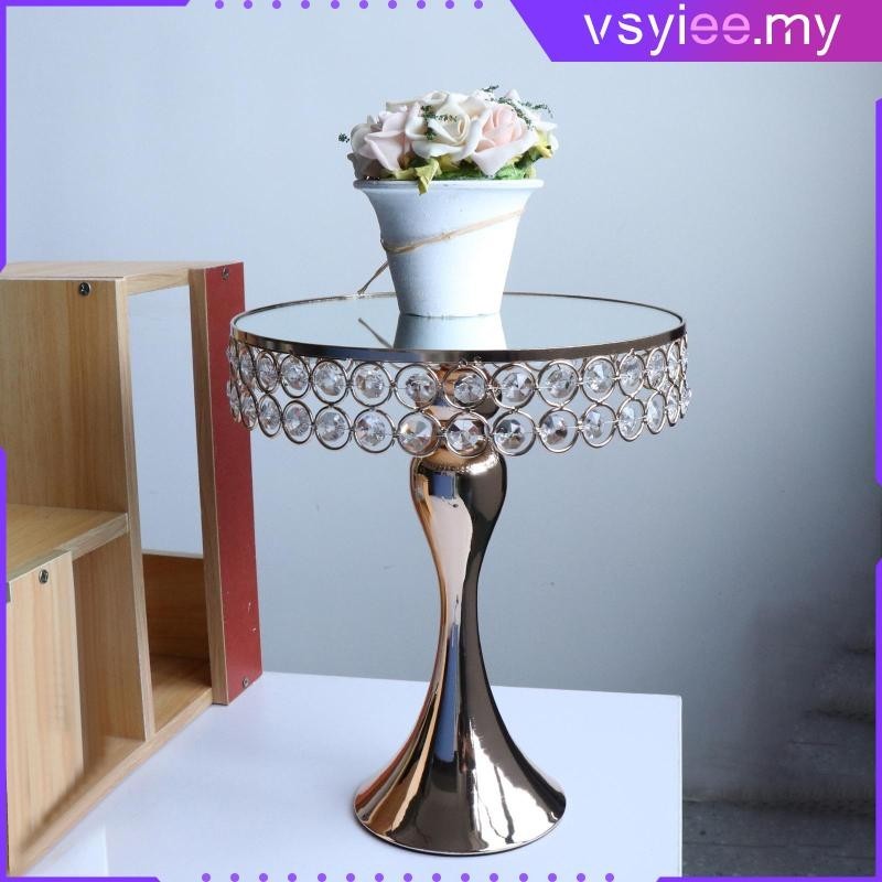 [2-Day Delivery] Fashion Round Mirrored Cake Stand Dessert Serving Dish ...