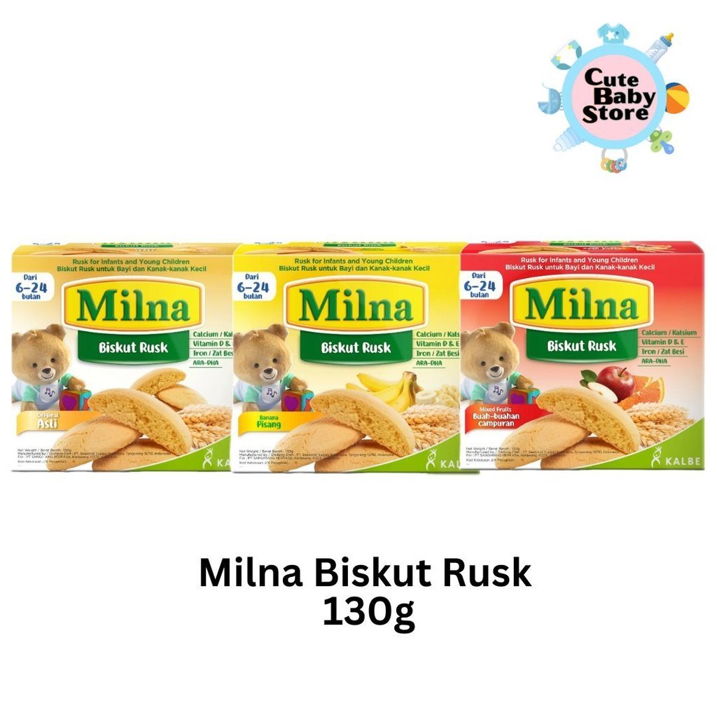 Milna Baby Rusk (130g) (Asli / Banana / Mix Fruit) | Shopee Malaysia