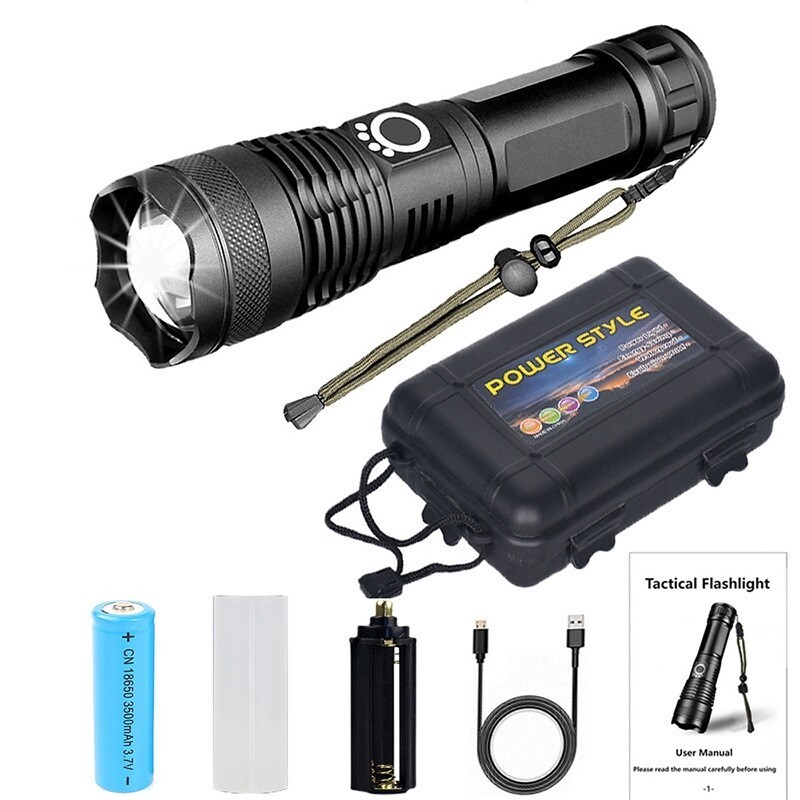 100000 lumens 16000mAH LED Powerful Flashlight Alloy Body 5 Lighting ...