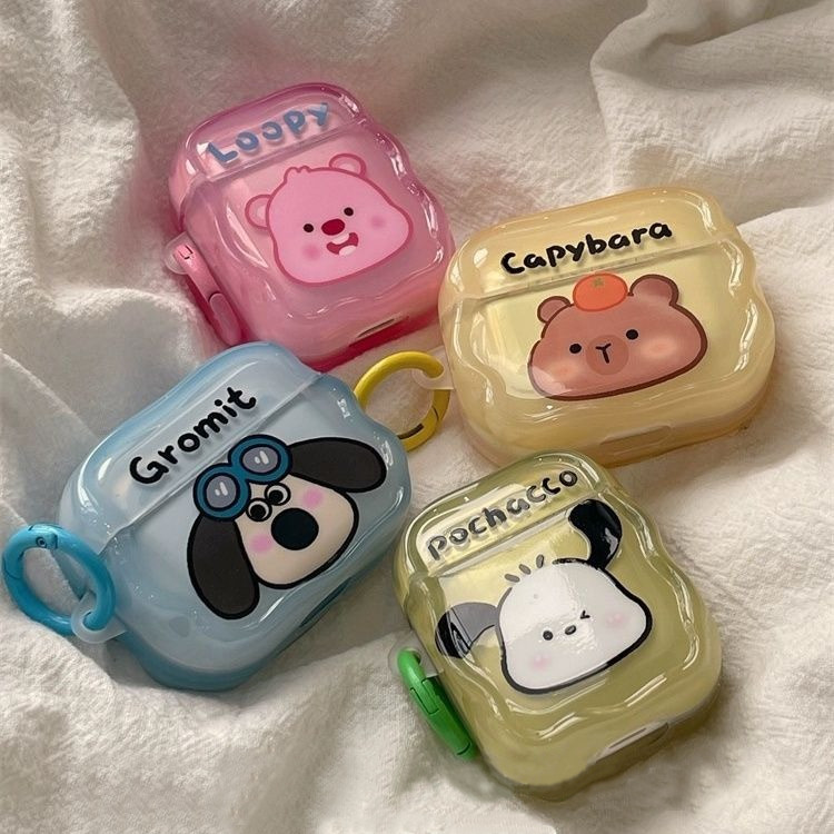 For Airpods 4 Pro 2 3 1 Wave Edge Girly Cartoon Capybara Loopy Gromit ...