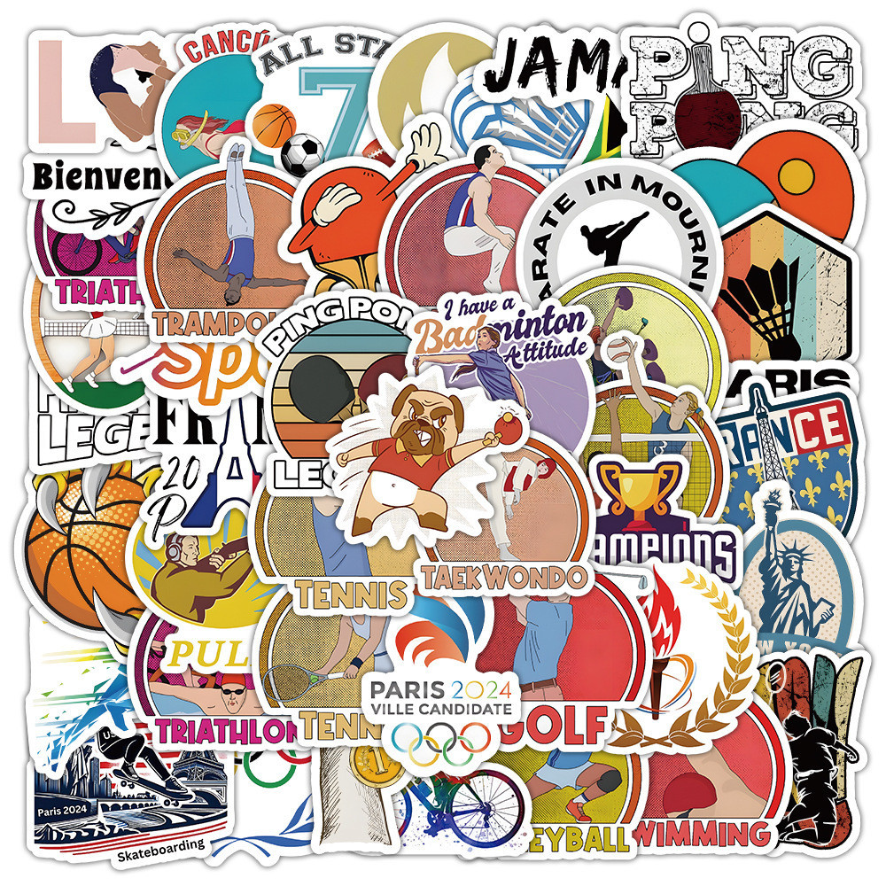 50PCS Paris Olympic Water Bottle Sticker Ledger Sticker | Shopee Malaysia