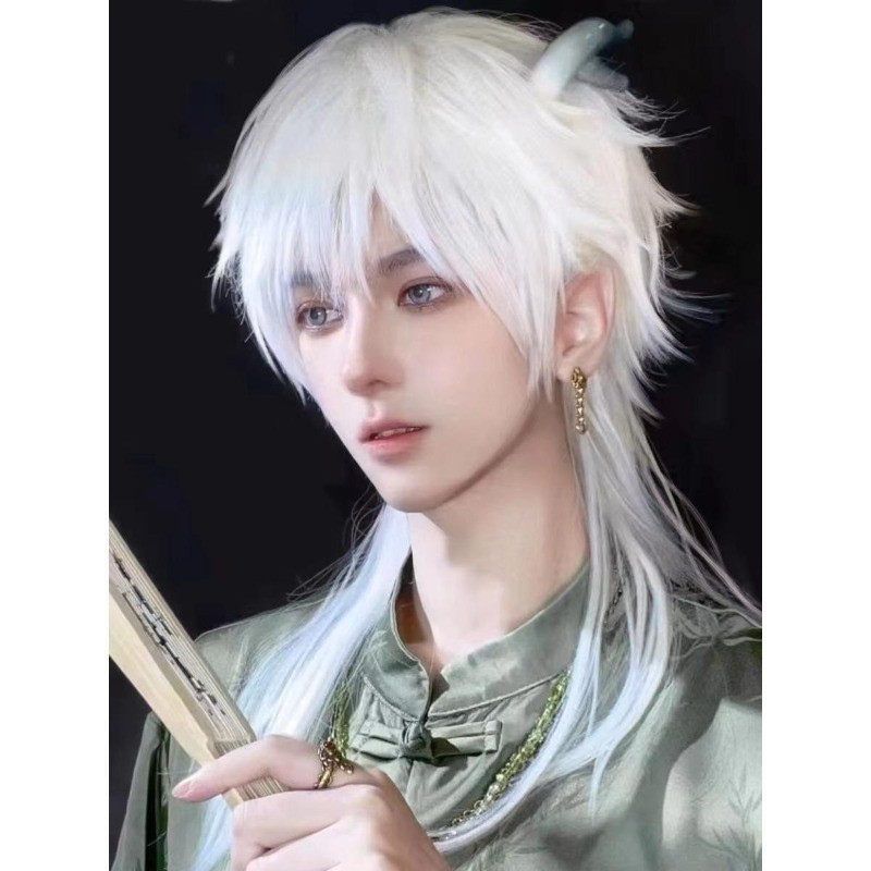 wig long air bangs hair trailing full head white wig unisex wig anime ...