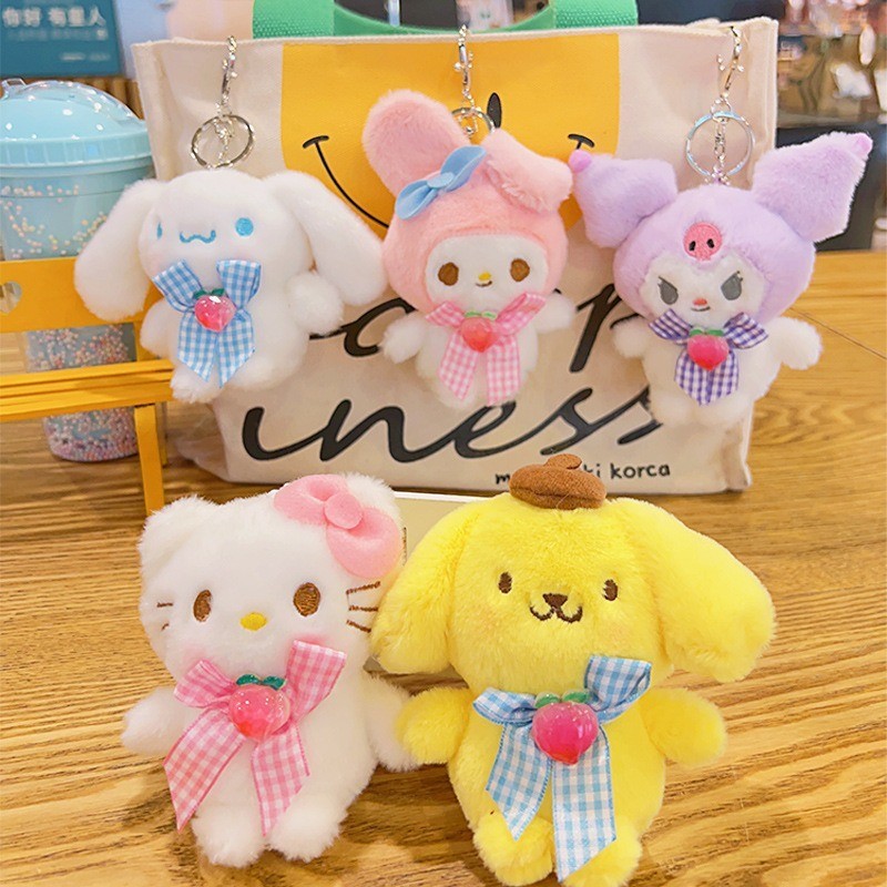 Kawaii Hello Kitty Plush Keychain Cinnamoroll Kuromi My Melody ...