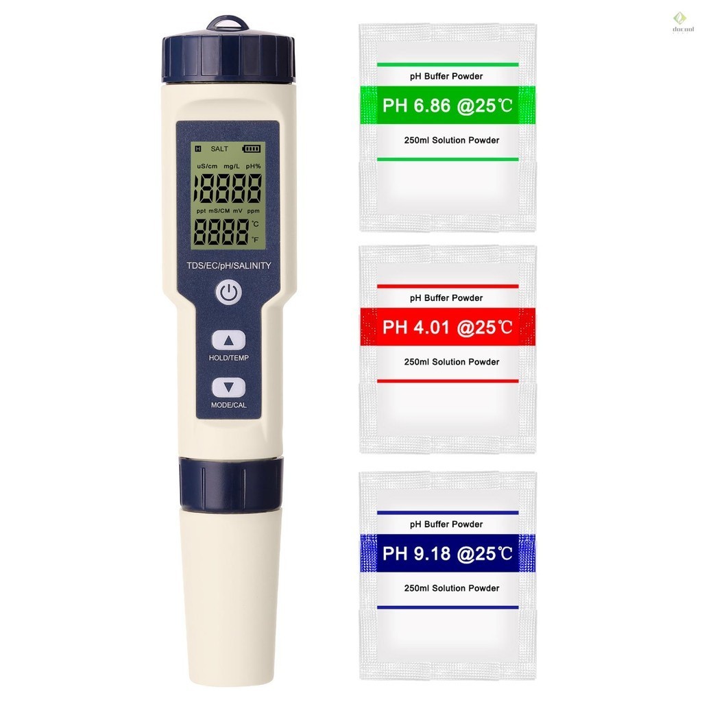 5 in 1 Professional Multi-parameter Combo Testing Meter PH/EC/TDS ...