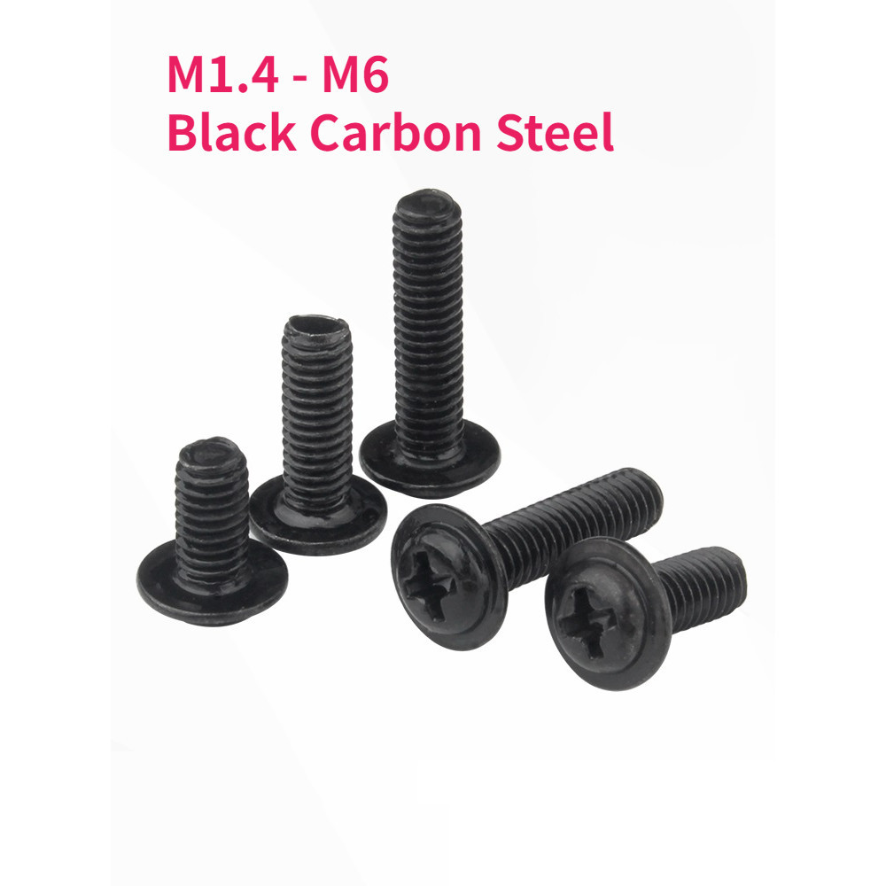 M1.4 M1.7 M2 M2.5 M3 M3.5 M4 M5 M6 Black Carbon Steel Cross Phillips ...