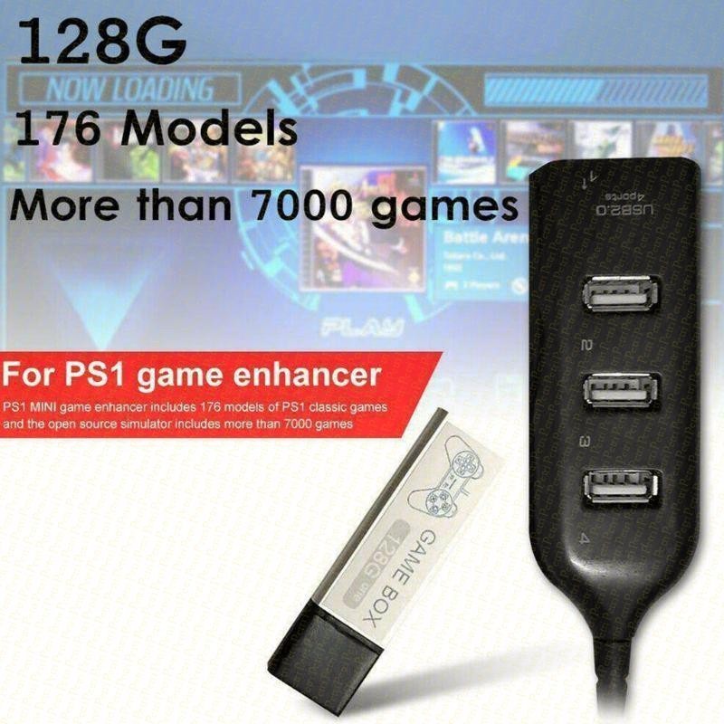 Petrichor 4-port USB Hub for PS1 Mini Game Enhancer Plug Built-in 7000 ...