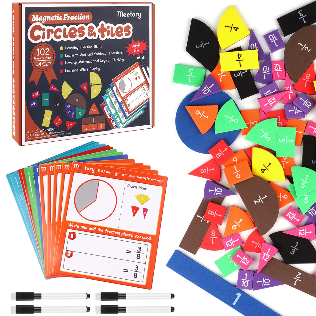 [MONT] Magnetic Fraction Tiles & Circles Activity Set with Dry Erase ...