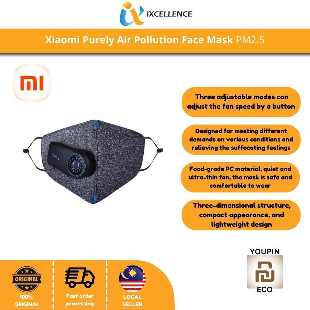 [IX] Xiaomi Purely Air Pollution Mouth Face Mask Rechargeable Anti Dust ...