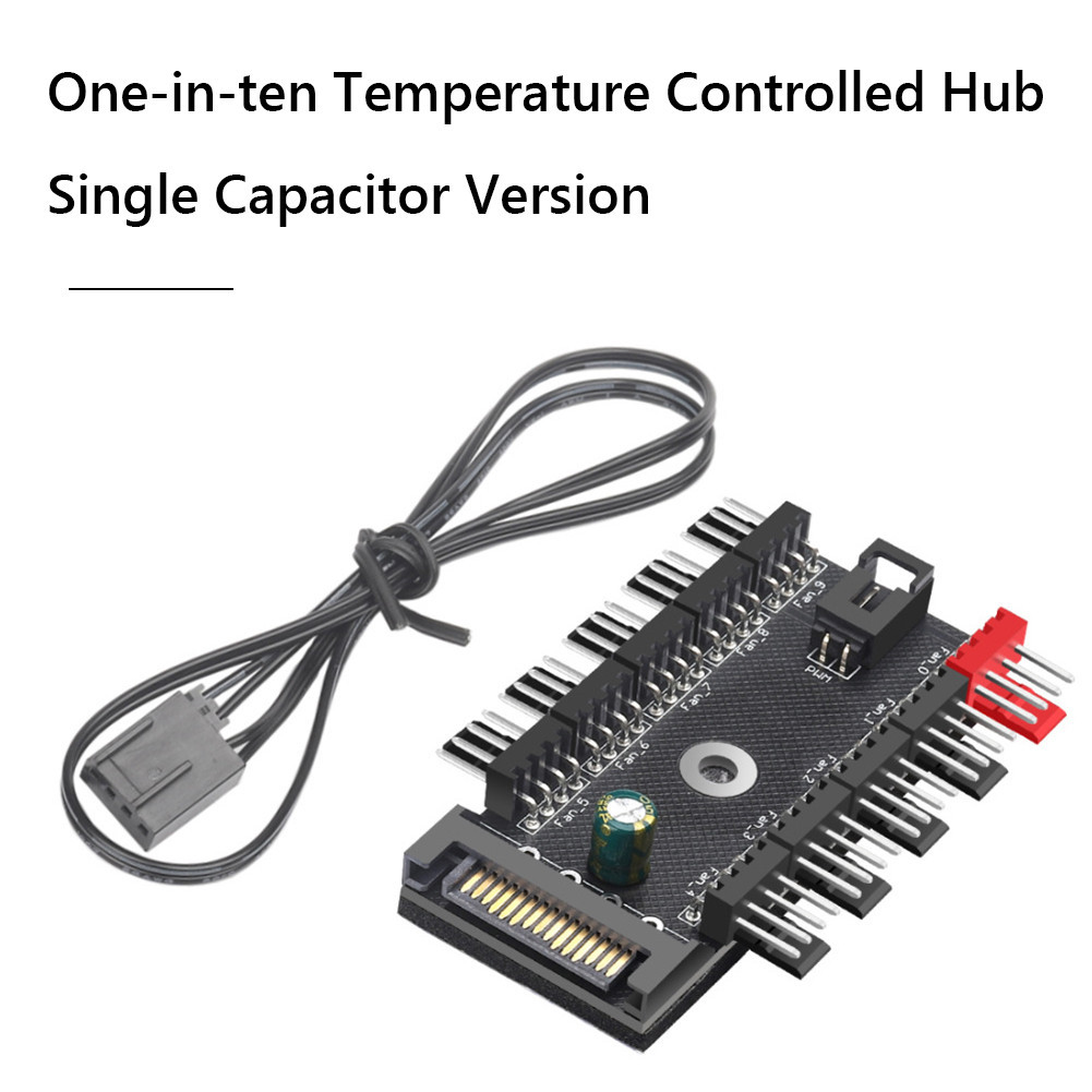 keepdreaming Chassis Fan Hub 1 To 10 Way Splitter Hub SATA Powered 4 ...
