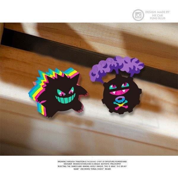 Spoof Gengar Cartoon Reflective Car Sticker Funny Car Sticker Electric ...