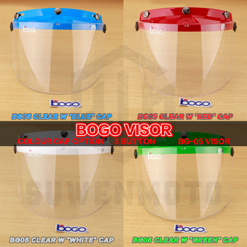 [100% ORIGINAL]BOGO VISOR HELMET 3 BUTTON SGV MHR MS88 SGV CLEAR COLOUR ...