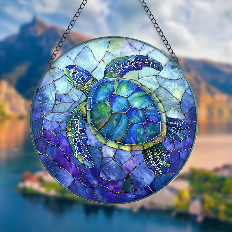 Sea Turtle Acrylic Suncatcher for Home Oceanarium Decoration Stained ...