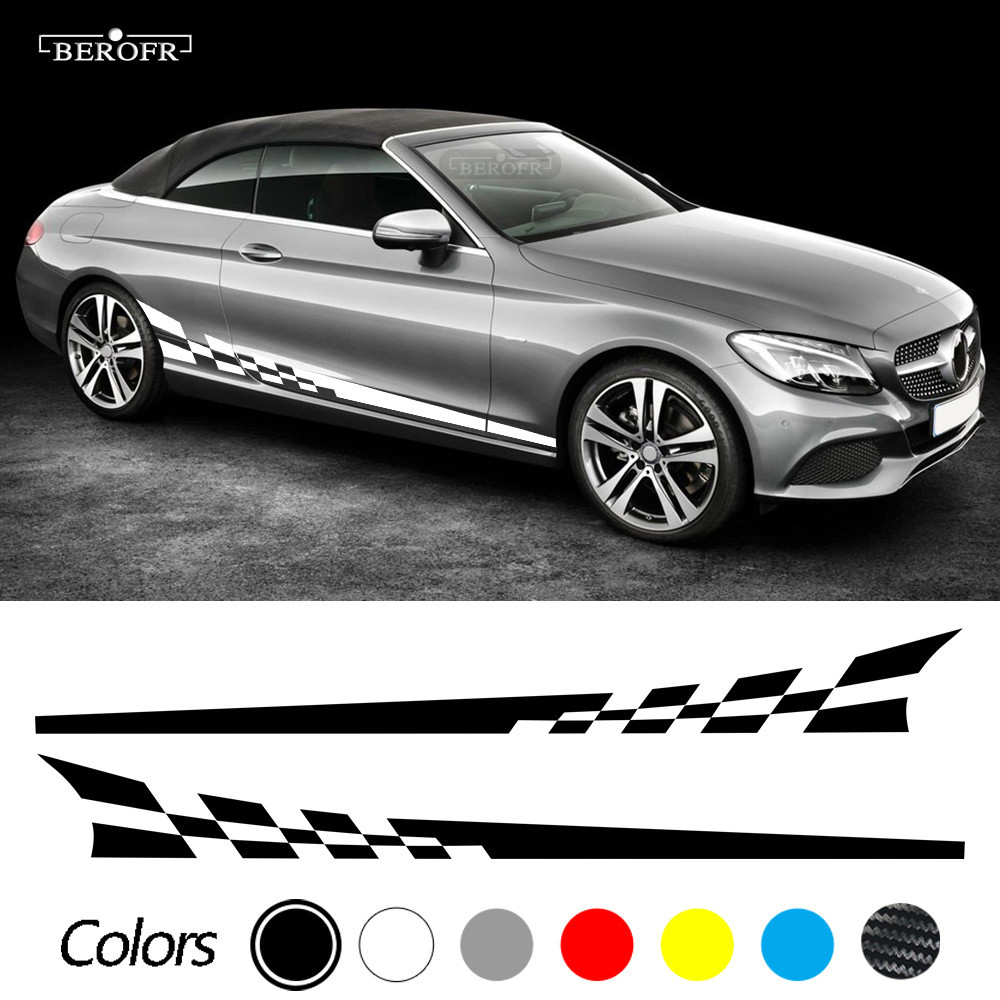 Car Racing Sticker Door Side Skirt Decal for Mercedes Benz C Class 2019 W205 C180 C200 C260 C300 ...
