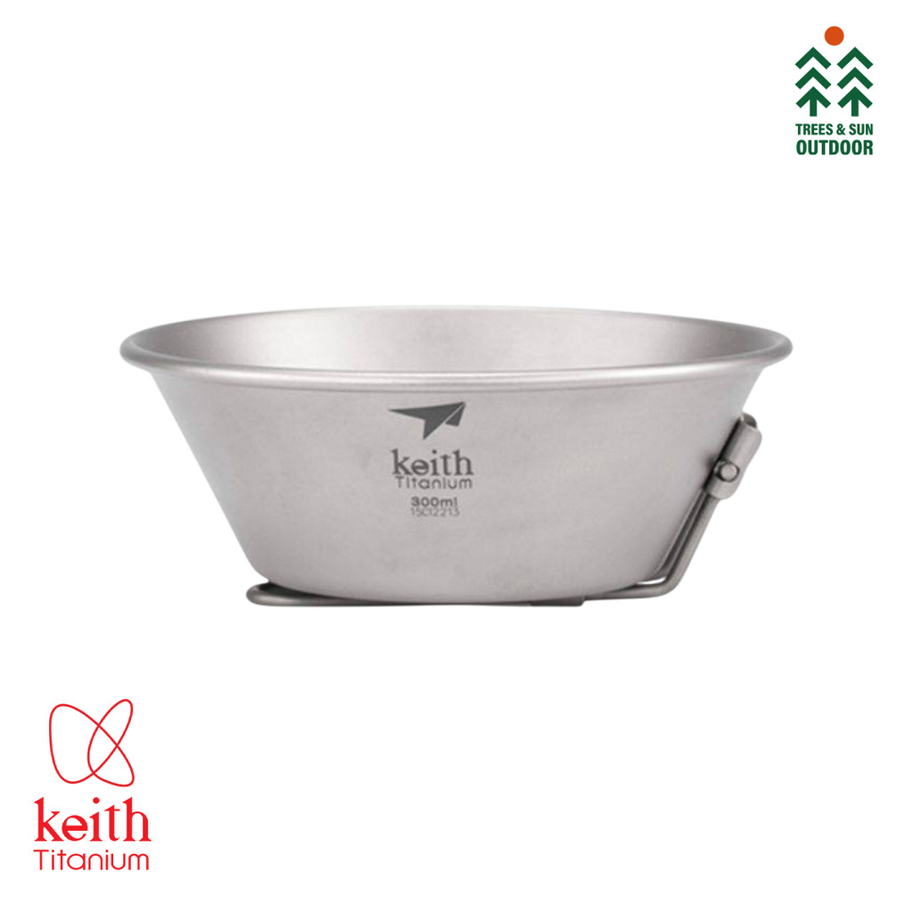 Keith Titanium Bowl with Folding Handle 300ml Ti5320 Camping Bowl Cup ...