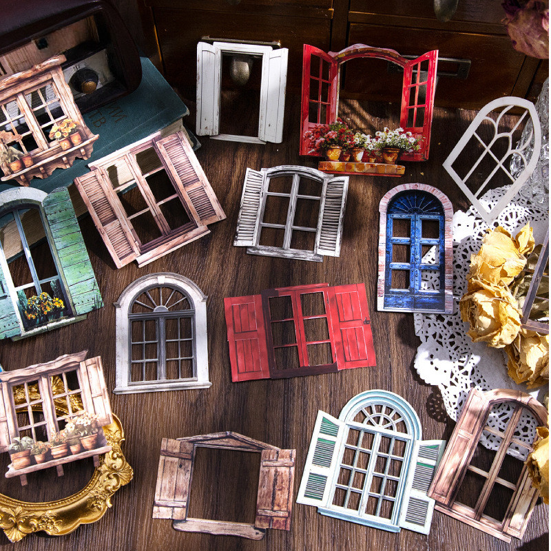 Journamm 10pcs Hollowed Window Frame Stickers for Junk Journals Vintage ...