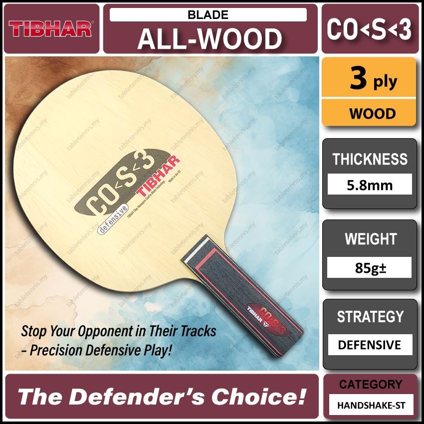 Tibhar CO-S-3 All Wood Table Tennis Blade Paddle Bat Racket Ping Pong ...