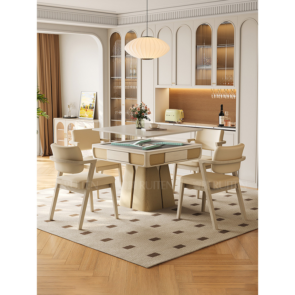 Meja Mahjong Automatik Sepenuhnya Dwi-guna Kayu Pejal Gaya Cina Meja ...