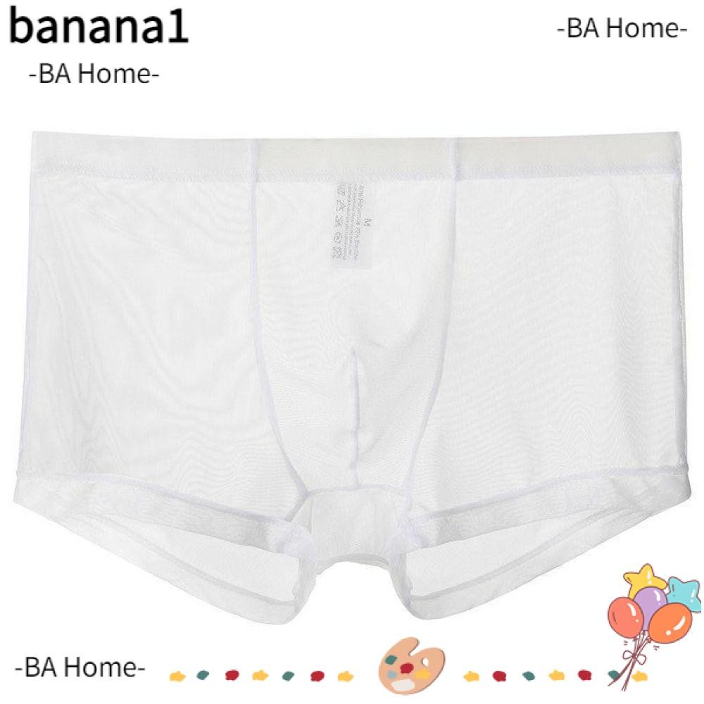 BA Men's Underwear, Bulge Ice Silk Low-waist Transparent Boxers ...