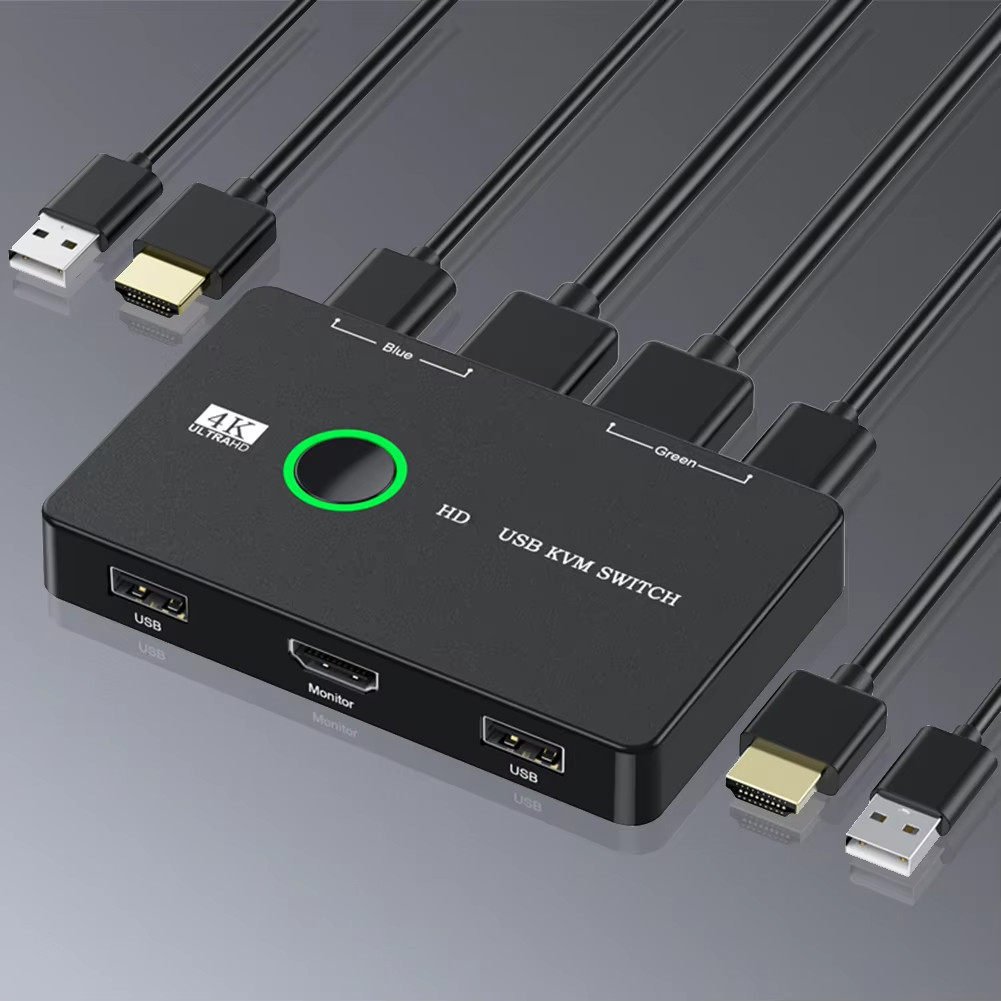 KVM Switch HDMI-Compatible 2 Port Box USB HDMI Switch for 2 Computers ...