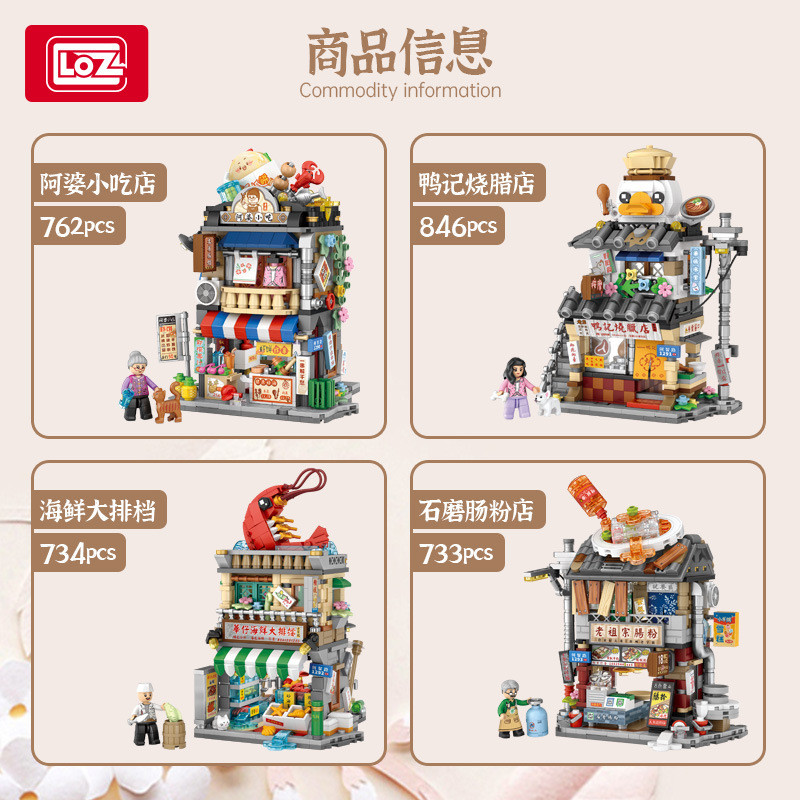 LOZ 1290-93 Hong Kong Street View Mini Street View Assembly Building Blocks Toys Birthday ...