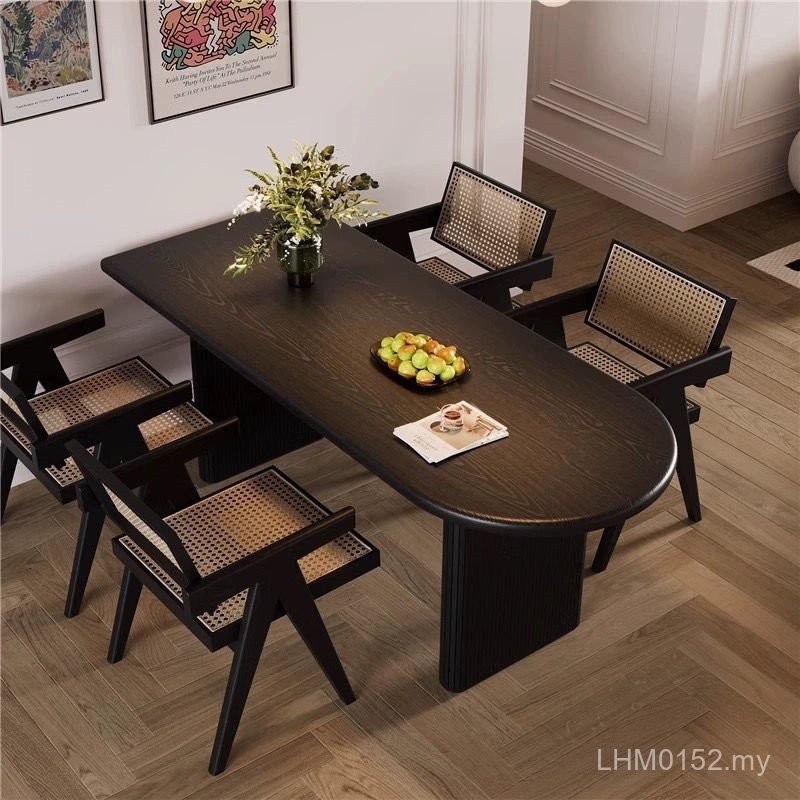 Solid Wood Integrated Dining Table Solid Wood Oval Household ...