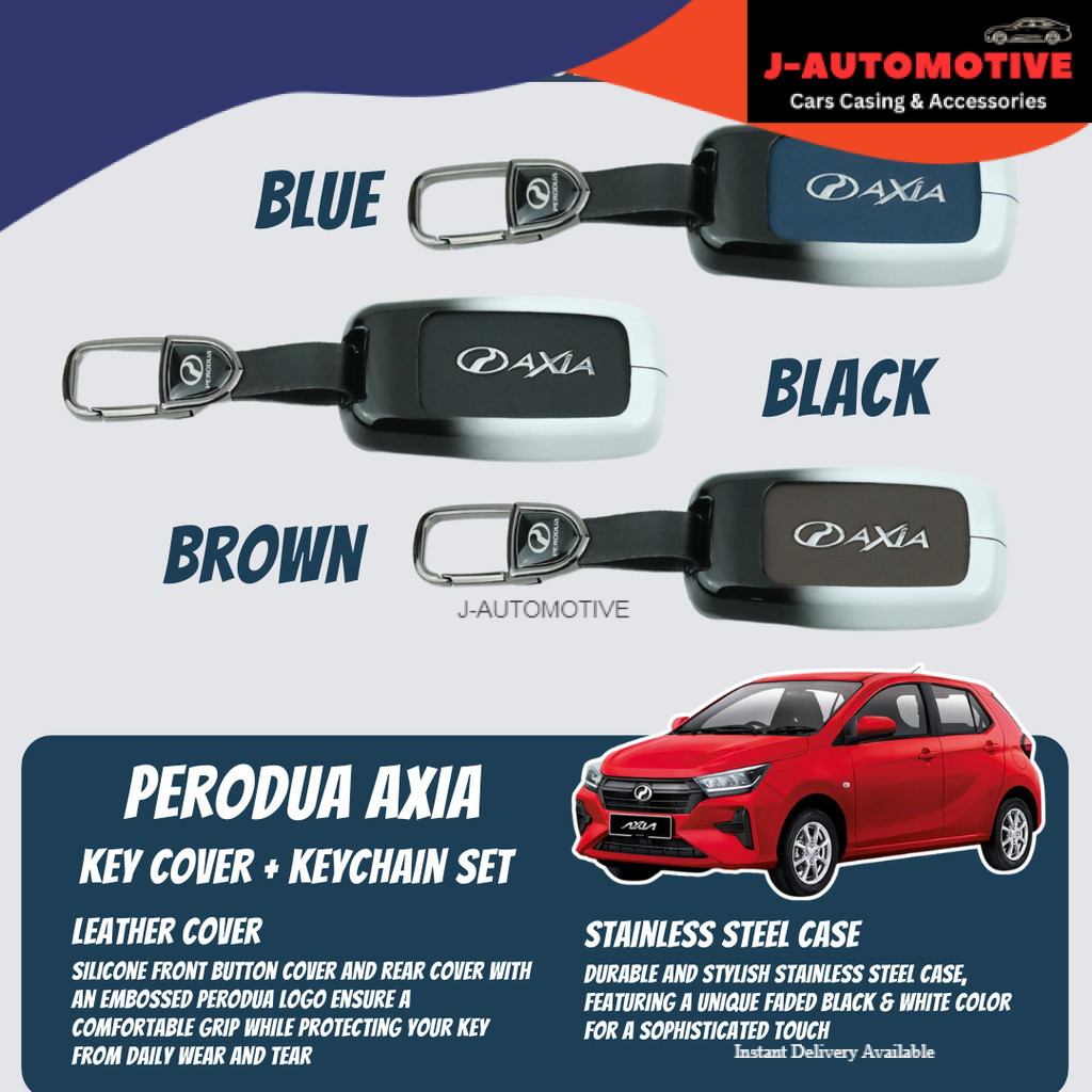 PERODUA AXIA 2023 2024 2025 Leather + Titanium Keyless Remote Car Key ...