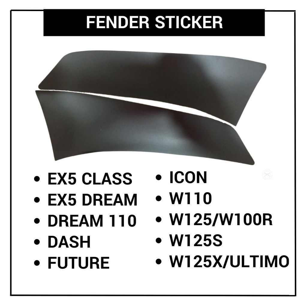 FRONT FENDER STICKER HITAM- CLASS DASH DREAM 110 EX5 FUTURE ICON W110 ...