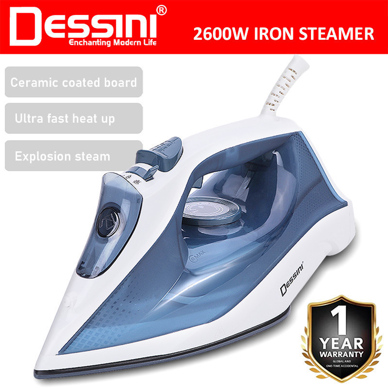 DESSINI Steam Iron 2600W Electric Ceramic Soleplate Garment Steams ...