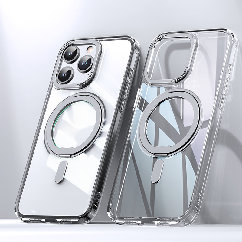 IPhone 15 12 11 13 14 Pro Max Plus Magnetic Ring Bracket Transparent ...