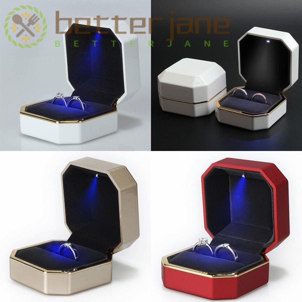 BETTER-JANE Couple Ring Box, Gift Packaging LED Light Wedding Ring Box ...