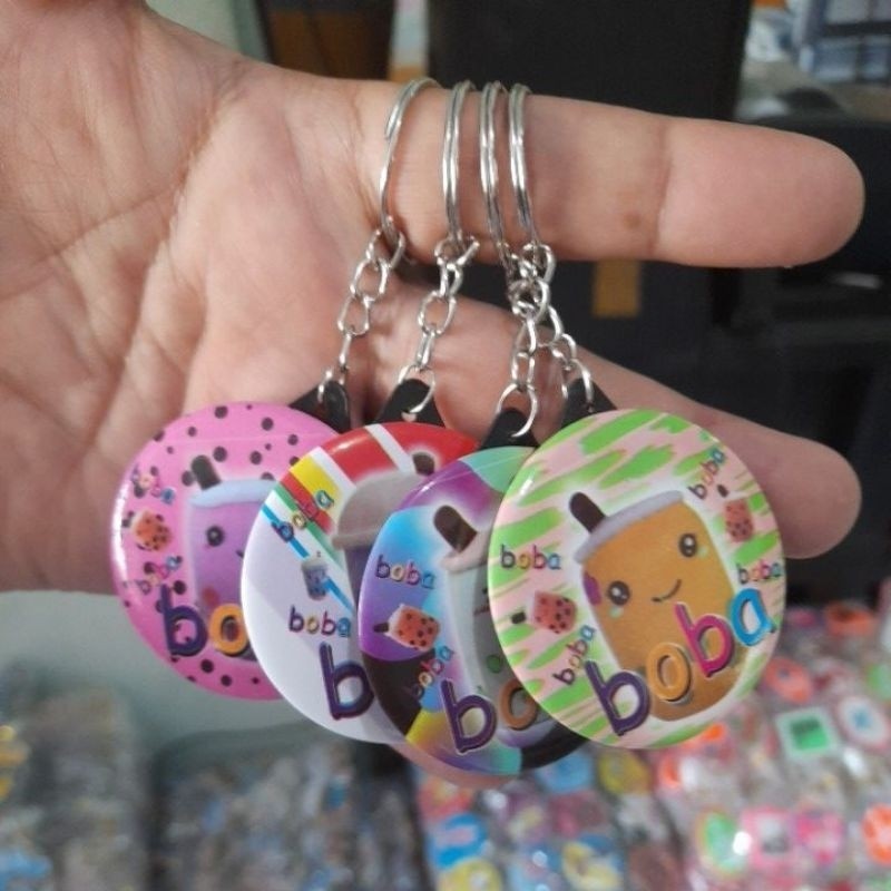 GANTUNGAN CONTENTS 100 pcs PLASTIC PACKAGED ROUND CANNED BOBA KEYCHAIN ...