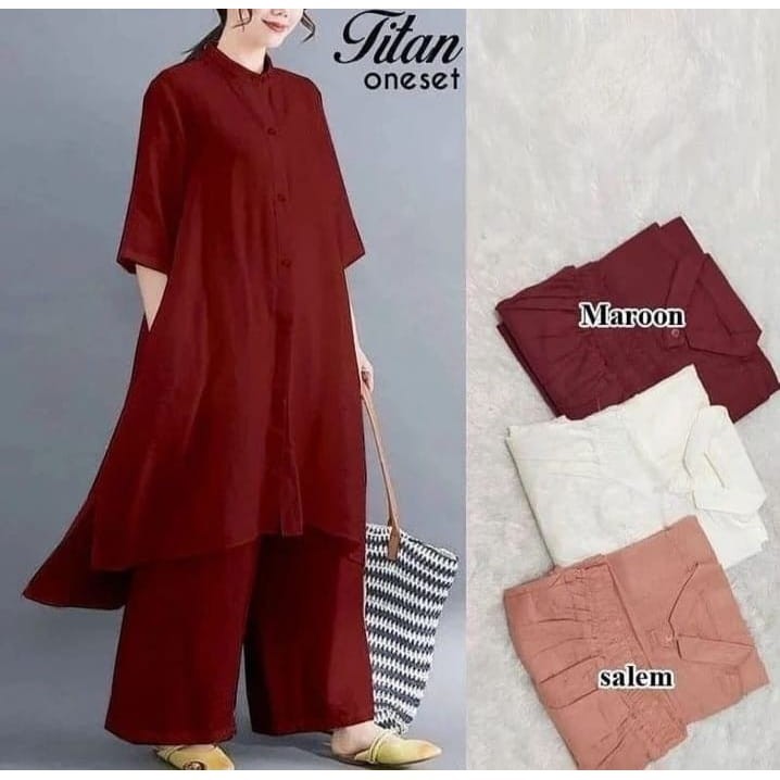 KATUN - Titan One Set Muslim Women's Trouser Suit Matt Cotton Linen ...
