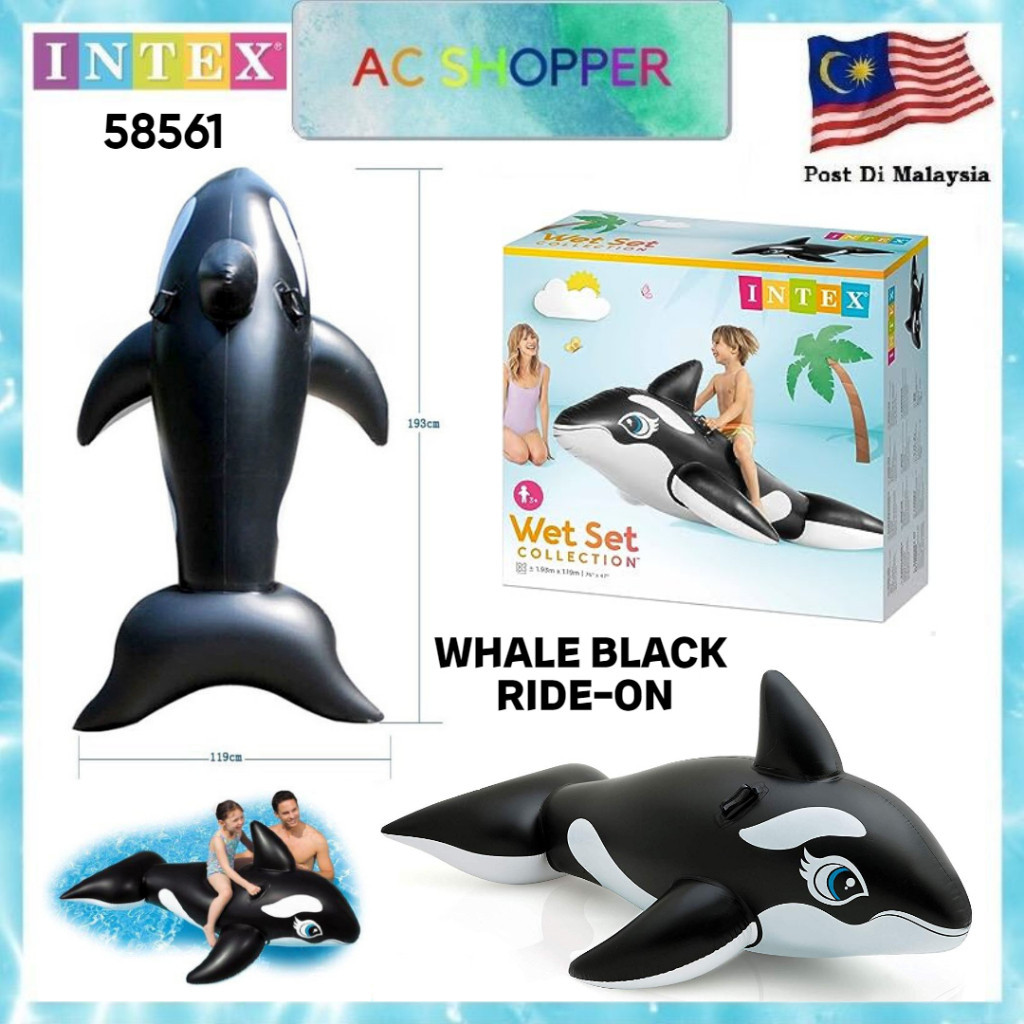 INTEX 58561 Whale Ride-On Inflatable Toys Children Swimming Floating ...