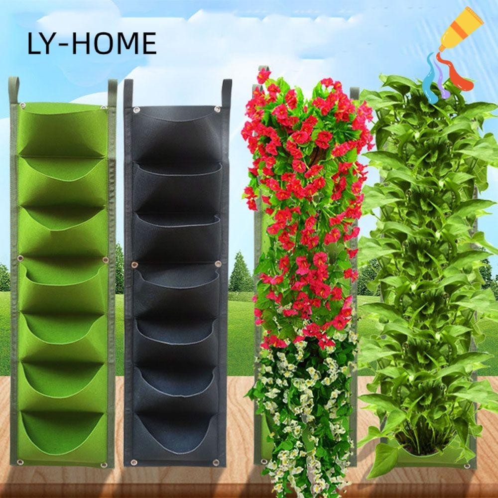 LY Vertical Hanging Planter Indoor Outdoor Use Flower Pots Grow Bags ...