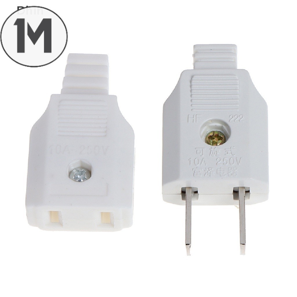 1M US 2 Flat Pin AC Electric Power Male Plug Female Socket Outlet ...