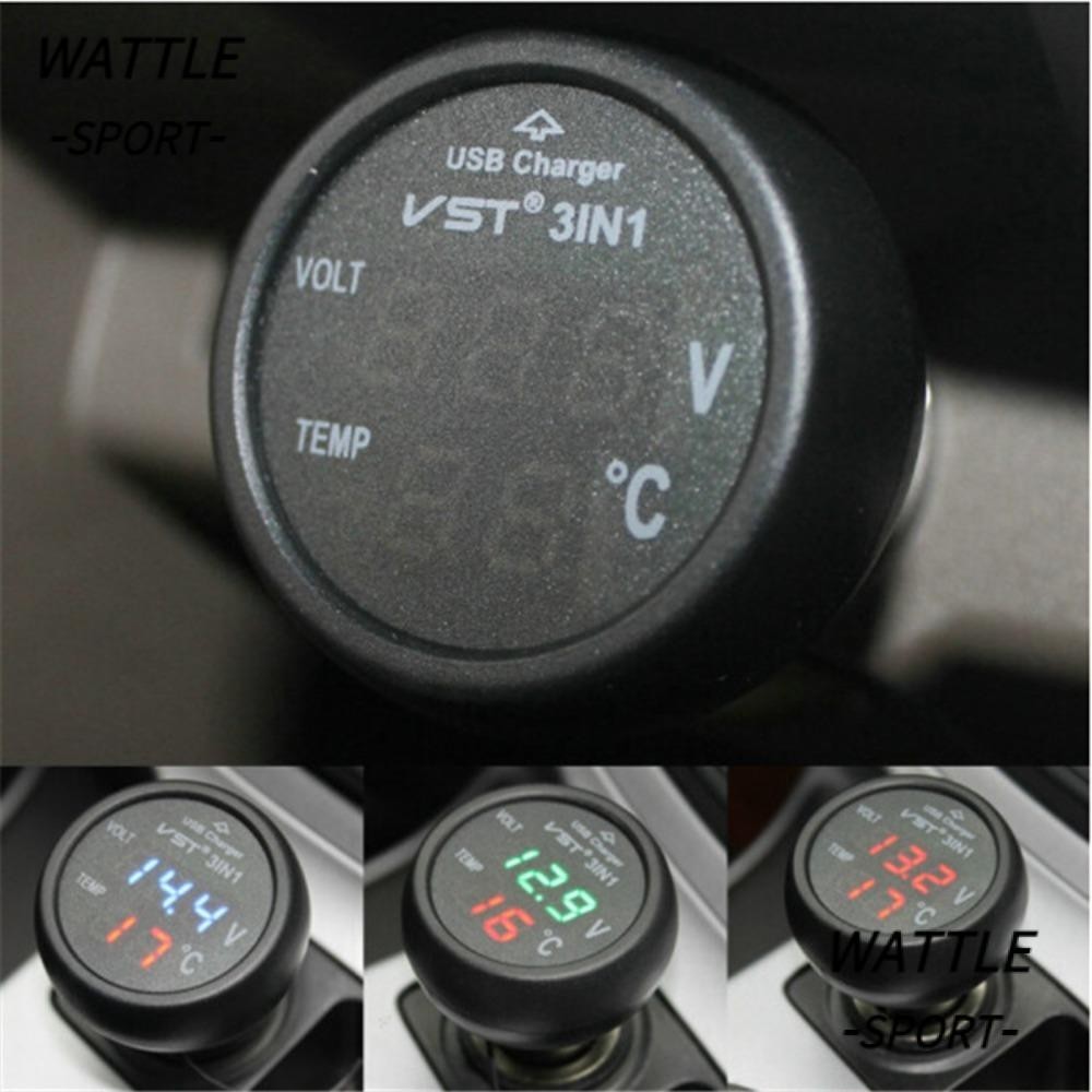 WA-SPORT LCD Meter Monitor, Digital 3 in 1 USB Car Charger, Dual ...