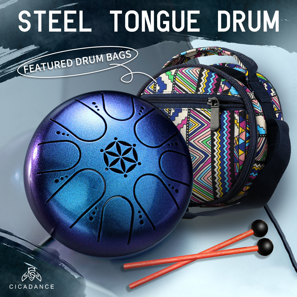 Hluru 5 Inch 8 Stone Steel Tongue Drum Tank Drum Percussion Instrument ...
