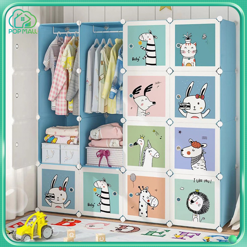 IKEA Wardrobe Childrens Cartoon Wardrobe Save Space Baby Clothes Storage Cabinet Almari Baju 衣橱柜 ...