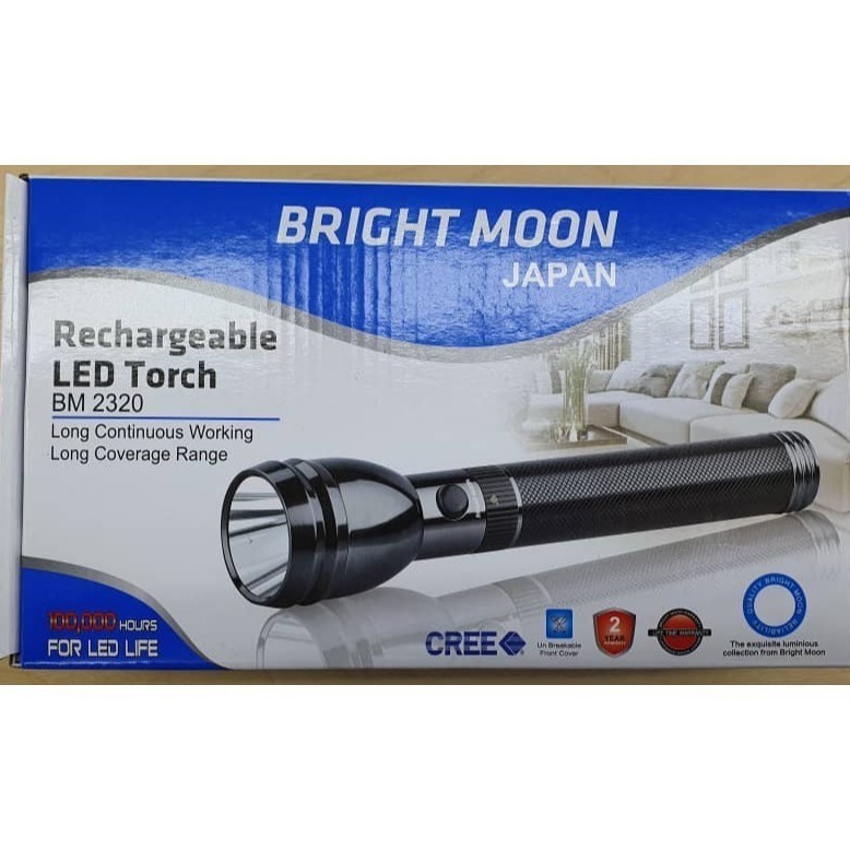 Bright Moon Japan BM-2320 LED Torch Light Rechargeable Heavy Duty Torch ...
