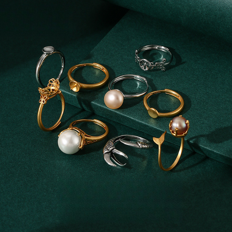 Ring empty support | Simple Ancient Gold Women's Pearl DIY Ring Setting ...