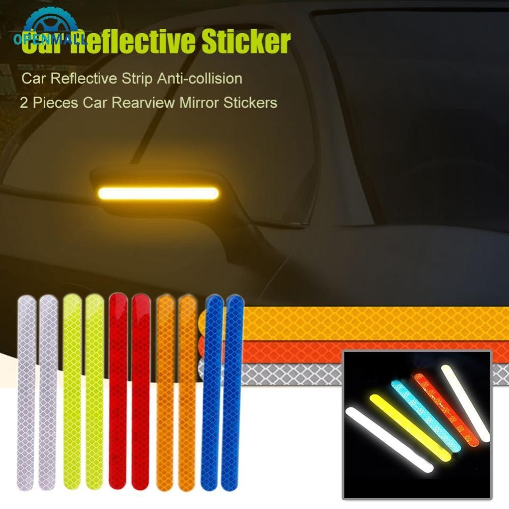 OPENMALL 2Pcs Car Reflective Rearview Mirror Stickers Strip Anti ...