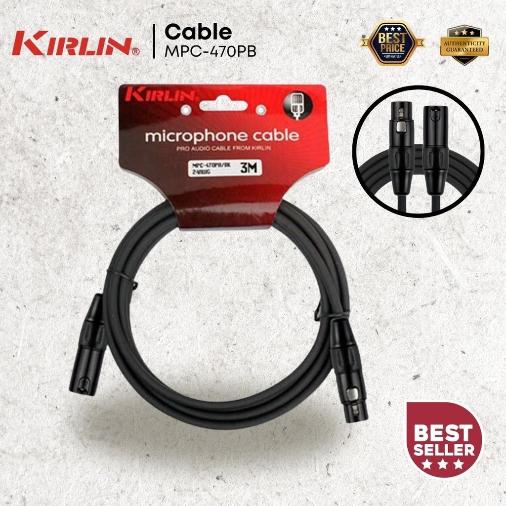 Kirlin MPC-470PB XLR Male to XLR Female 3-Pin Microphone Cable - 24AWG ...