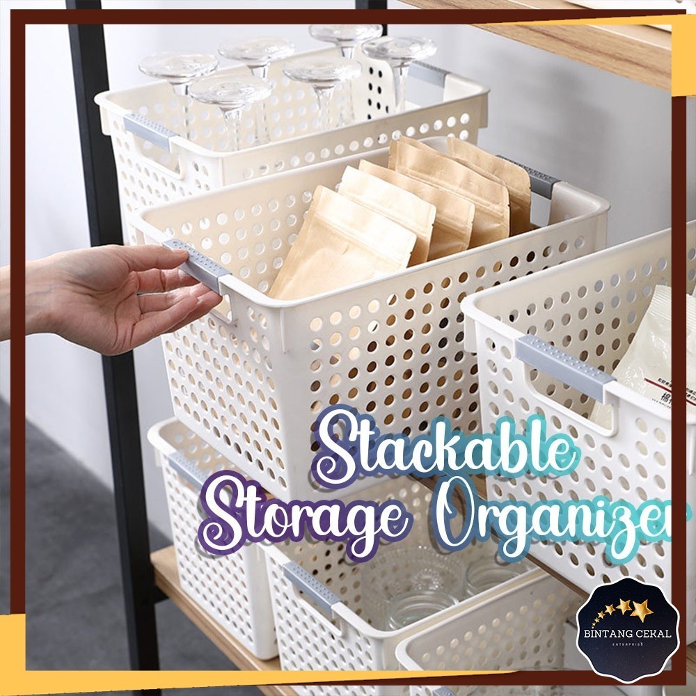 [BC] Storage Basket Organizer Multipurpose Stackable Kitchen Wardrobe ...
