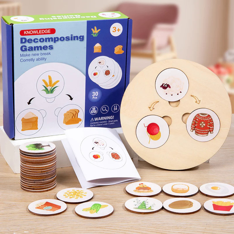 Children Montessori Toys Food Decomposition Board Game Kid Puzzle ...