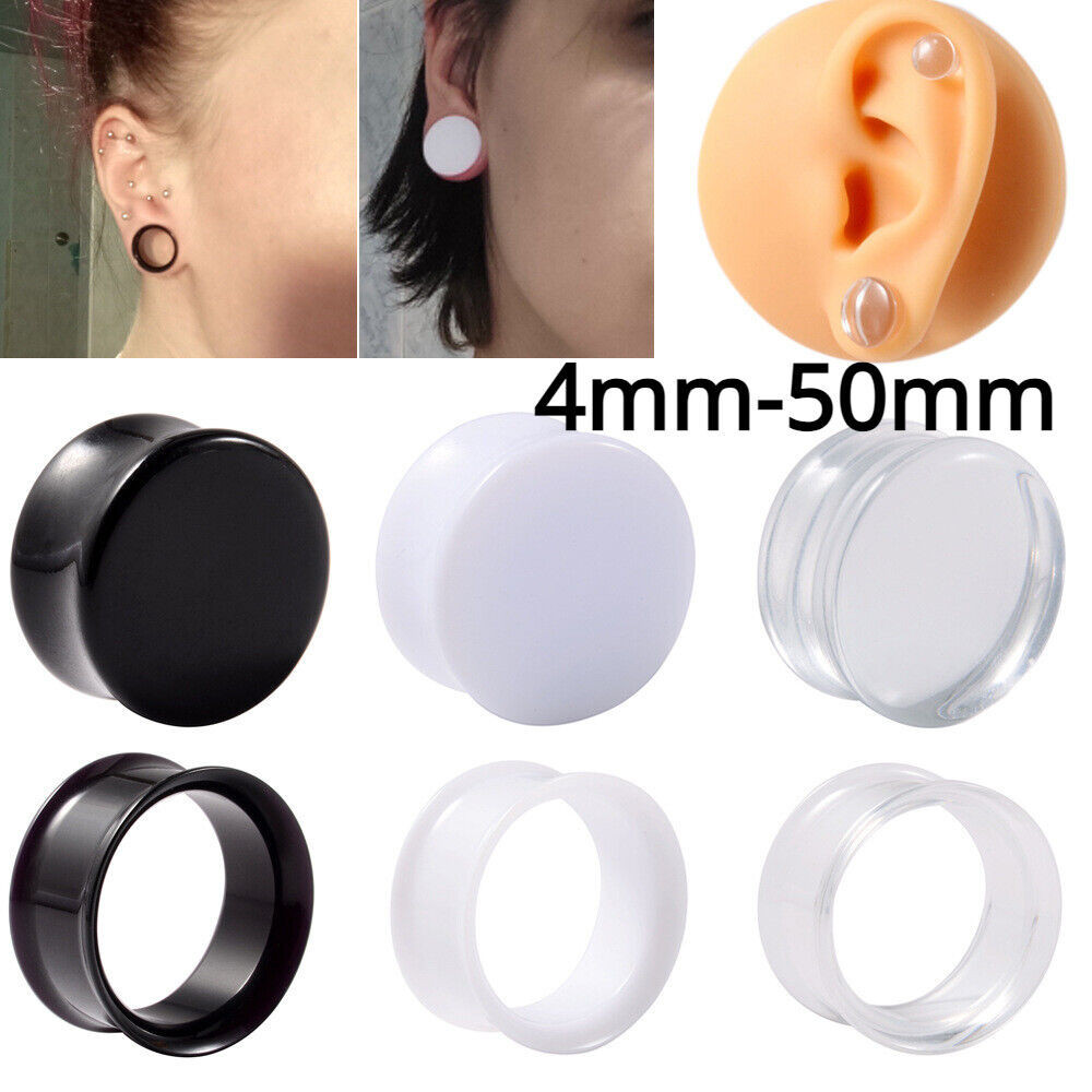 1 Pair Acrylic Double Flared Ear Plugs Tunnel Expanders Lobe Stretcher ...