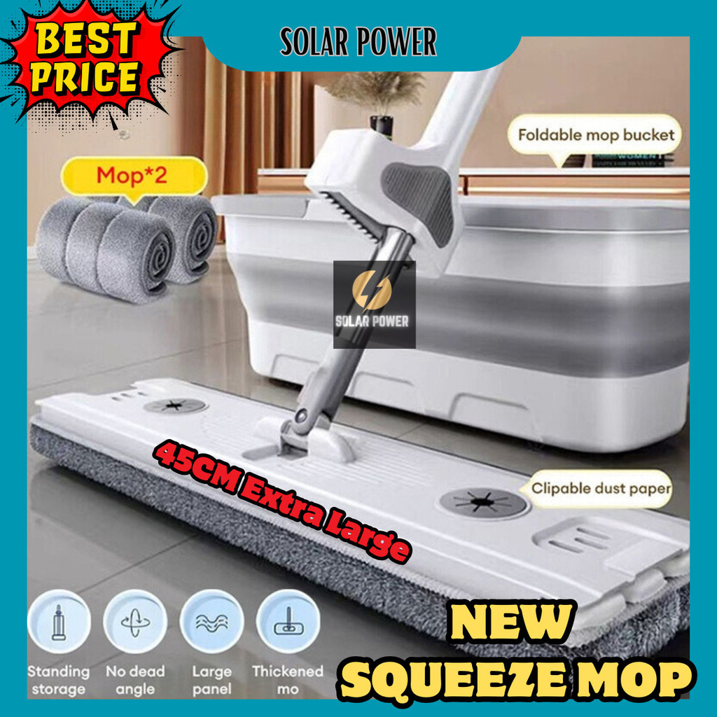 Mop Picit Panel Lebih Besar 45cm 360 Rotation Fold mop Heavy Duty XL ...
