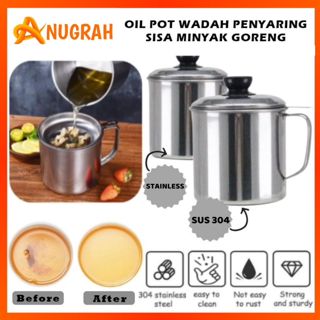 LOKAL Local & Imported 1.3l Stainless Steel Oil Filter Container/Oil ...