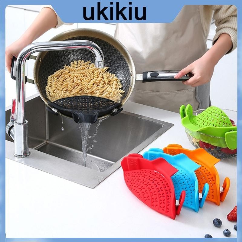 UKI Clip on Strainer Silicone Strainer for Pasta Spaghetti Ground Beef ...